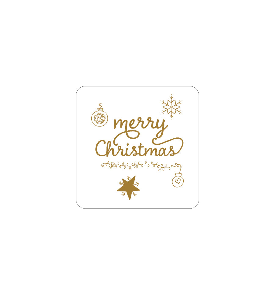 9. Merry Christmas Label 3.4cm | Transparent with Gold Shiny Foil - NZ ...
